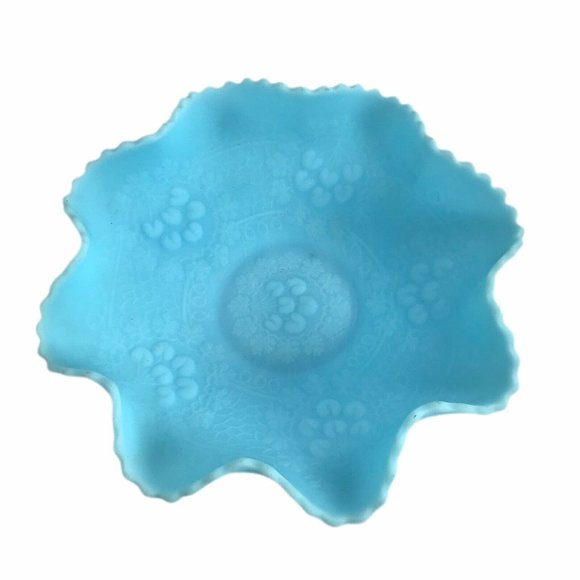 Fenton | Accents | Vintage Fenton Blue Custard Bowl Cherry Chain Orange ...